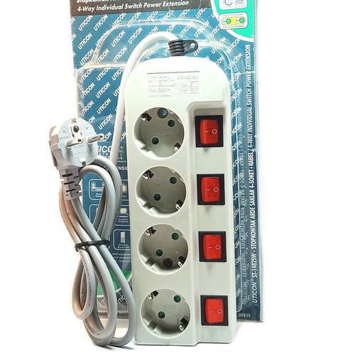 Jual Stop Kontak Kabel 4 Lubang Uticon ST-1482 SW | Individual Switch ...