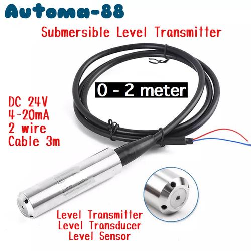 Jual Submersible Water Level Transmitter 0-2m sensor transducer 2 meter ...