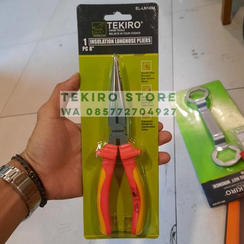 Jual TEKIRO tang listrik lancip ukuran 8" inch / tang lancip - Merah ...