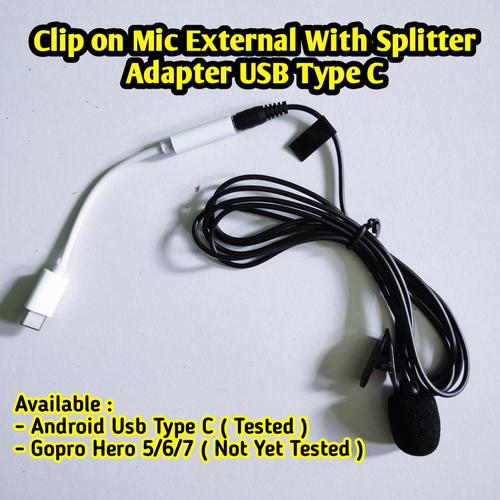 Jual MICROPHONE CLIP ON GOPRO HERO 5/6/7/8 SMARTPHONE TYPE C SPLITTER ...