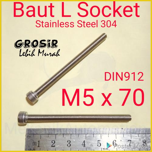 Jual Baut L M5 x 70 SUS304 - Jakarta Timur - Mekanikautomation | Tokopedia