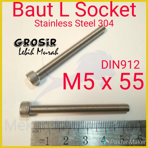 Jual Baut L M5 x 55 SUS304 - Jakarta Timur - Mekanikautomation | Tokopedia