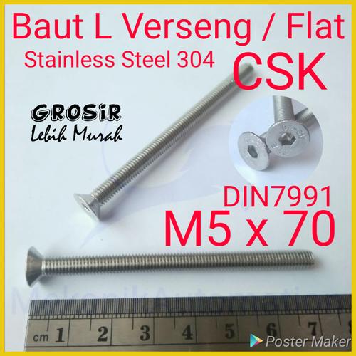 Jual Baut L Flat M5 x 70 Verseng SUS304 - Jakarta Timur - Mekanikautomation | Tokopedia