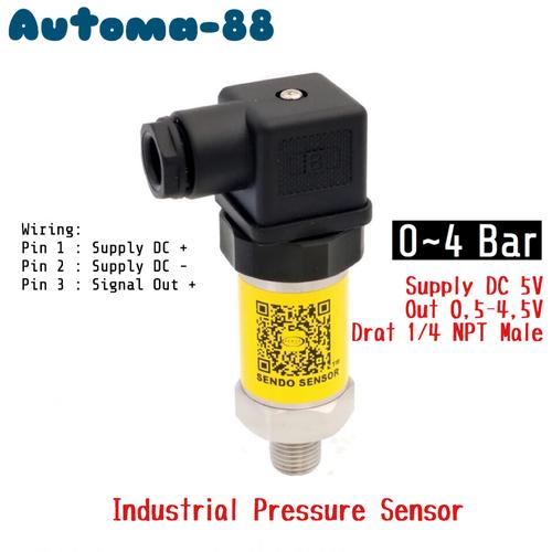 Jual Industrial Pressure Sensor DC 5V 0,5-4,5V Range 0-4Bar 4 Bar ...