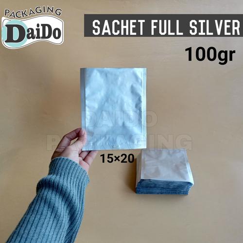 Jual SACHET SILVER 100gr Kpack FULL ALUMINIUM FOIL PLASTIK KEMASAN ...