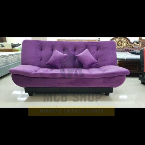Jual Sofa Bed Lipat Beludru Kain Kulit Oscar ungu abu gratis ongkir ...