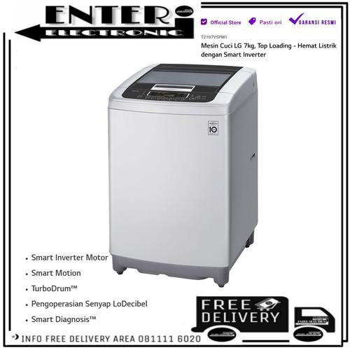 Promo LG T2107VSPM1 - MESIN CUCI 1 TABUNG LG SMART INVERTER 7 KG T2107 ...