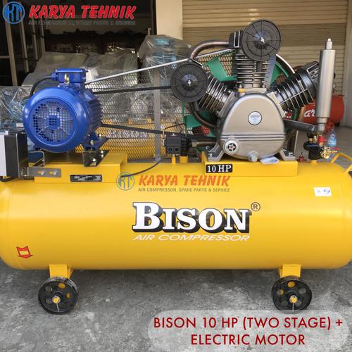 Jual Kompresor Udara BISON 10 HP (Two Stage) + Dinamo / Electro Motor ...