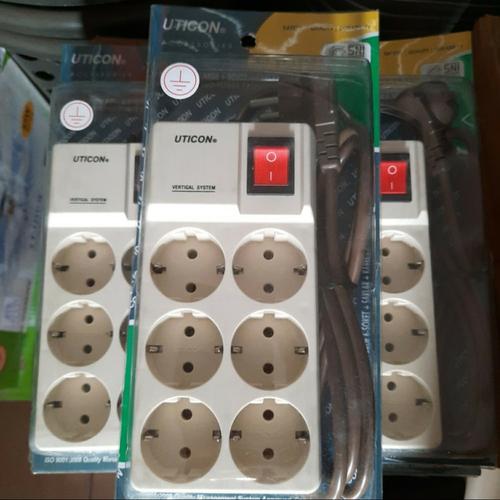 Jual stop kontak uticon 6 lubang + saklar + kabel / colokan listrik ...