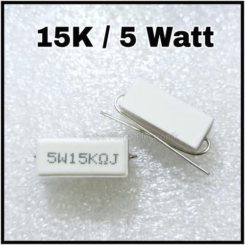 Jual Resistor 15K ohm 5 watt 15Kohm 5W keramik / kapur / cemen 5watt ...