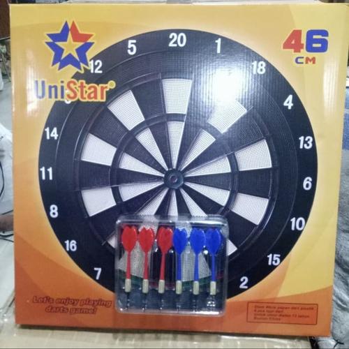 Jual Papan dart game board UNISTAR UKURAN 46CM +buah panah 6 buah ...