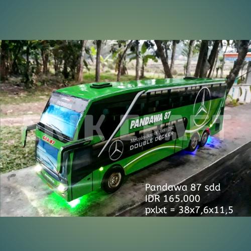 Jual Miniatur Bis Miniatur Bus Pandawa 87 Double decker 02 full lampu ...