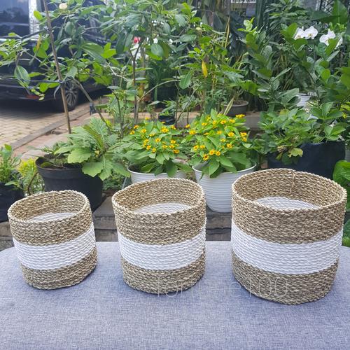 Jual Cover Pot Tanaman / Coverpot Anyam / Keranjang Anyaman Seagrass ...