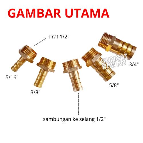Jual Sambungan selang air ke drat 1/2 inchi - kuningan ulir - 5 per 16 ...