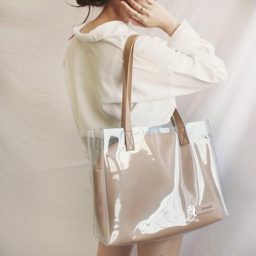 Promo Large PVC Tote Bag Pouch Set Custom Nama - 1. Soft Pink - Kota ...