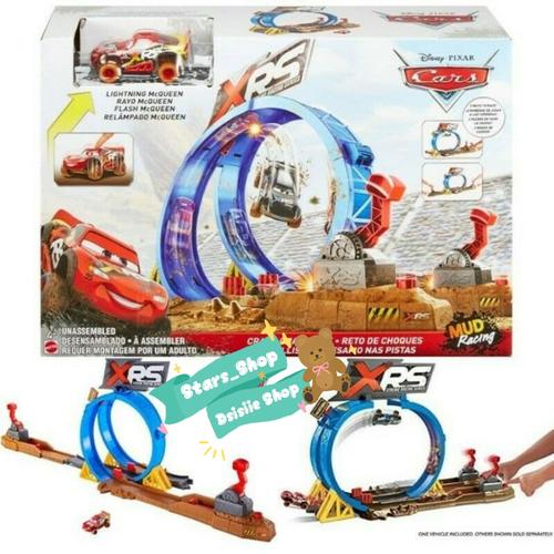 Jual Disney Cars Xrs Mud Racing Crash Challenge Trackset Original ...
