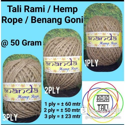 Jual Hemp Rope / Benang Rami / Tali Rami / Tali Goni / 1ply, 2ply, 3ply ...