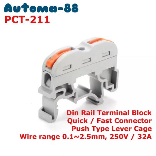 Jual PCT-211 Din Rail Quick Connector Terminal Block (0.1~2.5mm) PCT211 ...