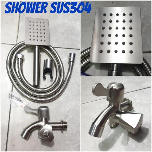 Promo paket shower mandi minimalis stainless SUS304 dan kran cabang ...