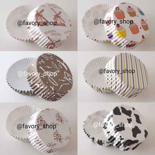 Jual Round Cup Cake Case / Cake Case Bulat / Cup Roti Laminasi Motif ...