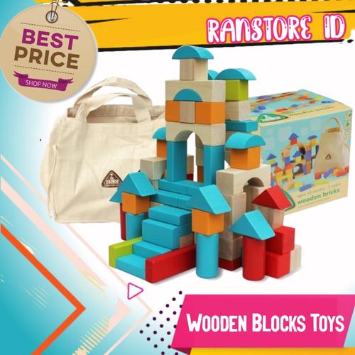 Jual MAINAN BALOK KAYU ANAK WOODEN BUILDING BLOCKS COLORFUL TOYS SET ...