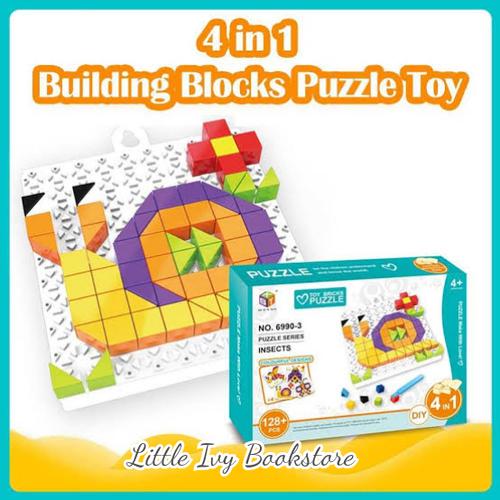 Jual Toy Bricks Puzzle 128 pcs DIY 4 in 1 Insects. Mainan Montessori ...