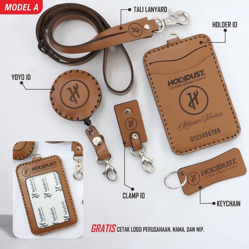 Jual Model A-Custom Id Card Holder/Name tag Kulit Sapi asli - Crazy ...