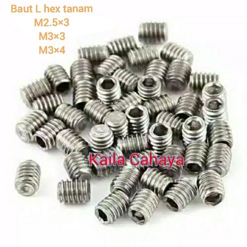 Jual Baut L tanam M2.5×3 dan M3×3 Baut tanam Hex Grub - M3×4 - Kota ...