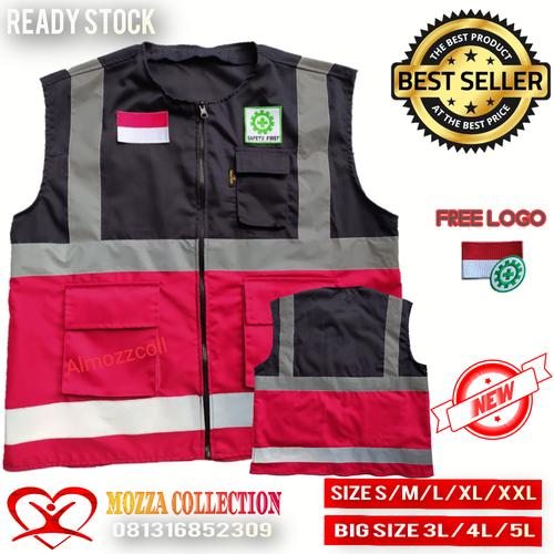 Jual ROMPI SAFETY MERAH HITAM GRADE A FREE LOGO K3 BENDERA - S - Kab ...