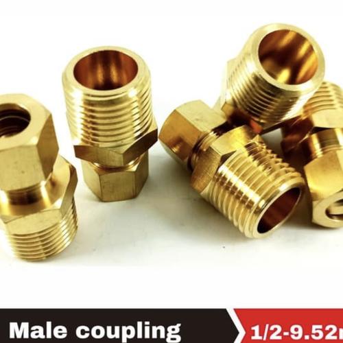 Jual Compression Fitting Nepel Sambungan Selang Tembaga Male Coup 1/2-9 ...