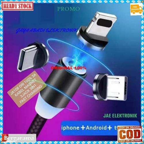 Jual J108 Kabel data 3 jack charger magnet 3A casan hp super fast charging - Jakarta Barat ...