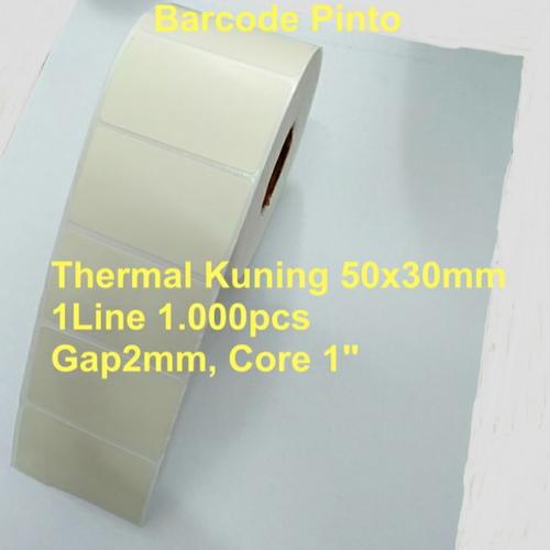 Jual 50x30mm 1000pcs thermal biru gap2mm 1line core1" label sticker ...