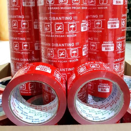 Jual LAKBAN FRAGILE MERAH 2"(48MM × 90Y FULL) SUPER MURAH PANJANG TEBAL ...
