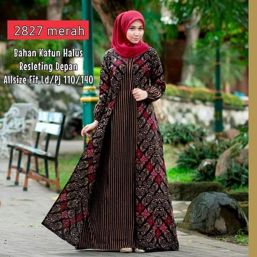 Jual Atasan Batik Wanita Gamis Muslim Dress Modern Jumbo 2827 size XXL ...