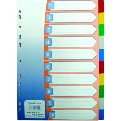 Jual DIVIDER 10 WARNA PLASTIK BAMBI UKURAN A4 (2610) (SET) - Jakarta ...