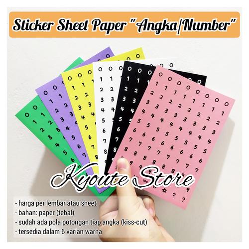 Jual Sticker Sheet Paper Angka / Number Lembar Scrapbook DIY Bujo ...