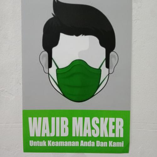 Jual SIGN STICKER K3 RAMBU SAFETY WAJIB PAKAI MASKER UKURAN 20X30CM ...