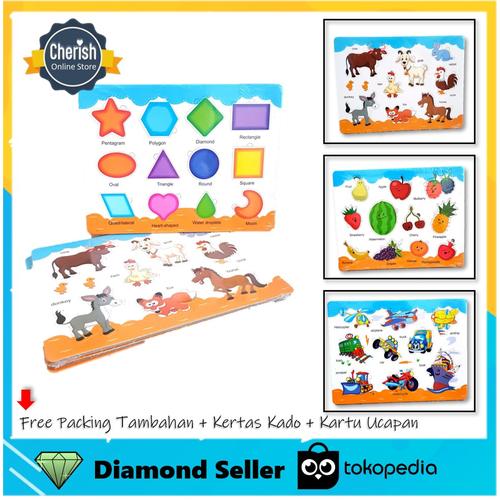 Jual Puzzle Anak Aneka Bentuk Kendaraan / Shapes / Hewan / Buah-buahan ...