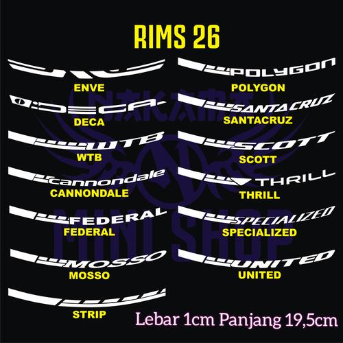 Jual decal cutting sticker rim sepeda ukuran 26 - warna lain, model ...