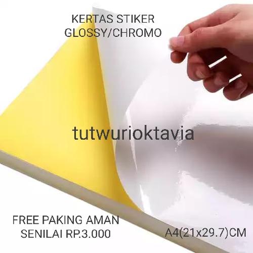 Jual kertas stiker glossy/label/stiker mengkilap ukuran A4 isi 20 ...