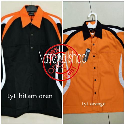 Jual kemeja seragam kerja promosi model tyt Oren & hitam - Orange, XL ...