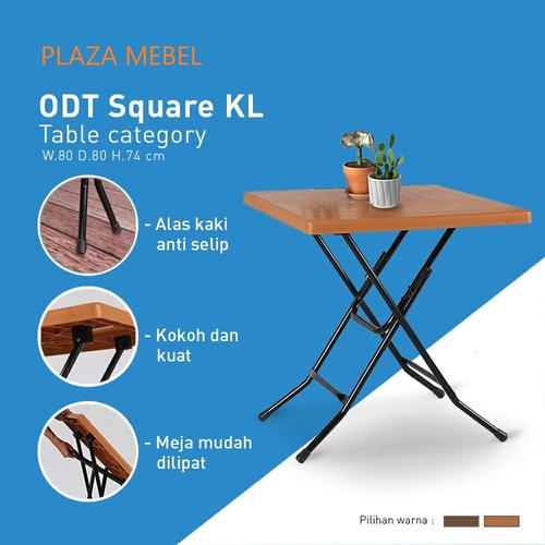 Jual Meja Makan Cafe Lipat Plastik Kaki Besi ODT Square KL - Coklat Tua ...