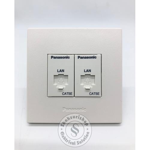 Jual STOP KONTAK OUTLET DATA CAT5E PANASONIC ISI 2 + FRAME PUTIH ...