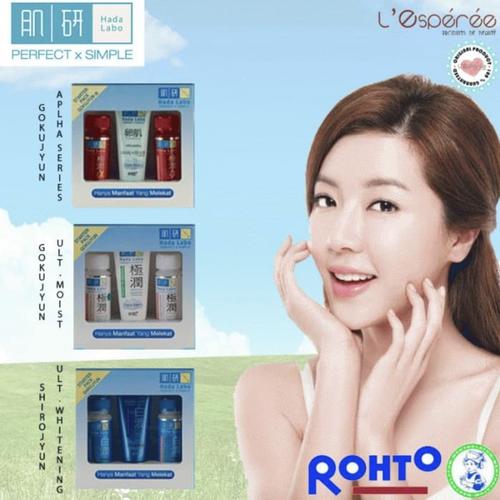 Jual Hada Labo paket gokujyun shirojyun biru merah putih pack original ...
