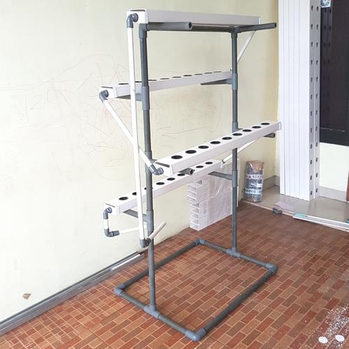 Jual paket hidroponik set standing 4 tingkat lengkap dg rak rangka pipa ...