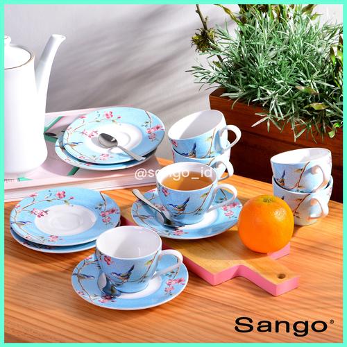 Promo SANGO Set Cangkir Teh/Kopi Blossom Blue Bird (Isi 12) Cicil 0% 3x ...