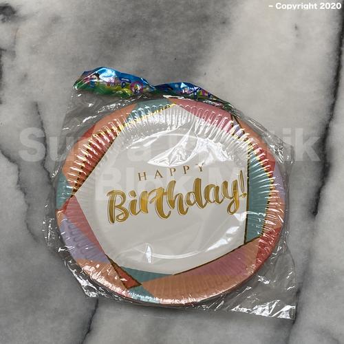 Jual Piring Kertas Tulisan Happy Birthday (Warna&Motif Random) - 10pcs ...