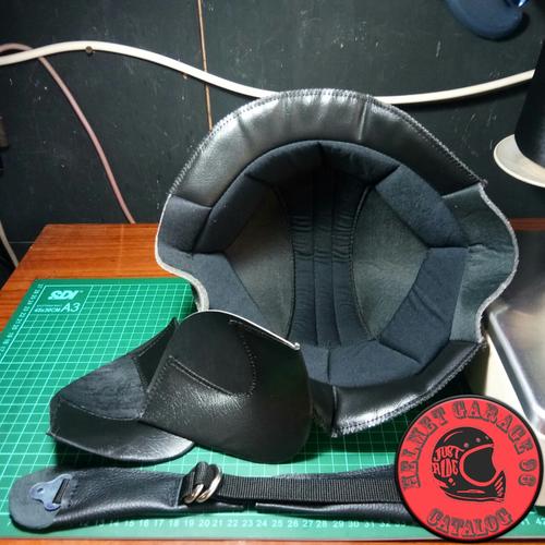 Jual Busa Helm Slim Head tali dari bahan kulit asli warna hitam - Hitam ...