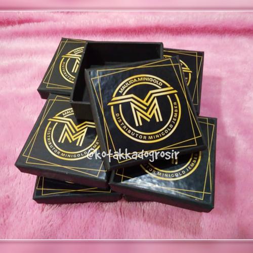 Jual Box paking emas antam 10x10x3 full black cetak logo min 12pcs ...