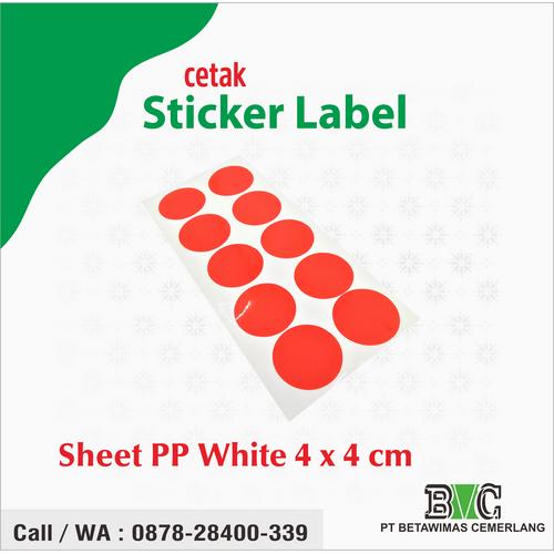 Jual Cetak Sheet Label Sticker PP WHITE 4 cm x 4 cm + 4 warna ...